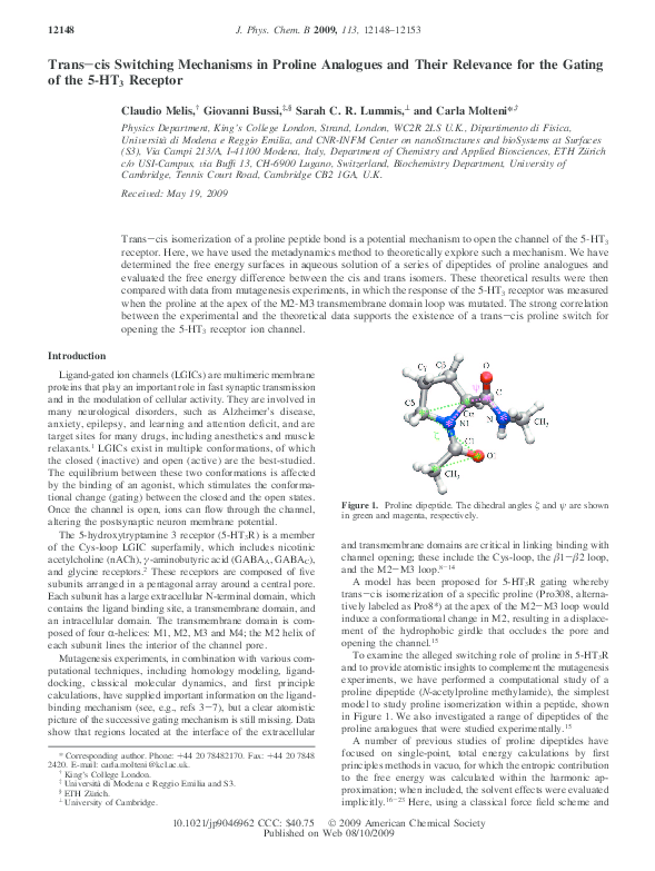 (PDF) Trans−cis Switching Mechanisms in Proline Analogues and Their ...