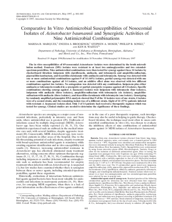 (PDF) Comparative in vitro antimicrobial susceptibilities of nosocomial ...