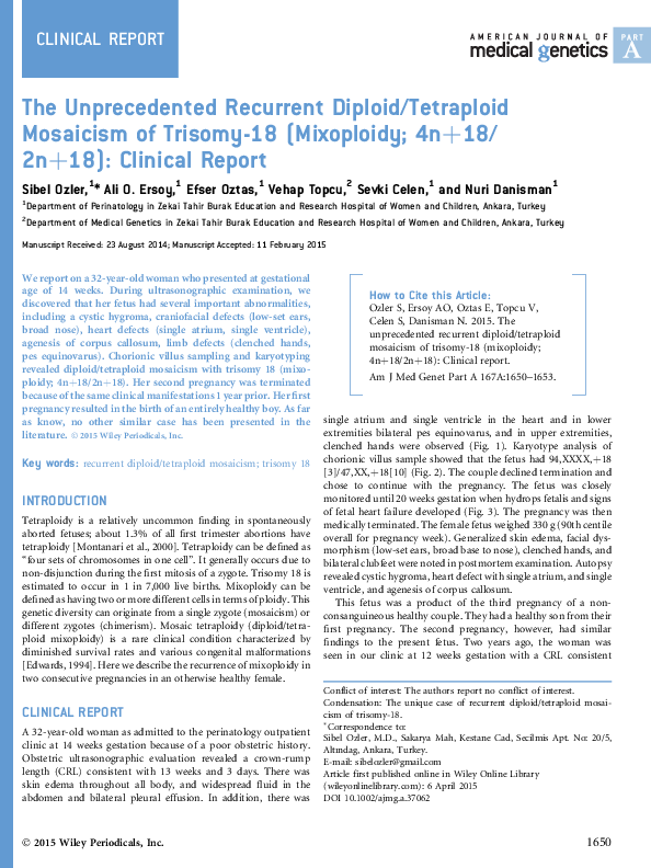 (PDF) The unprecedented recurrent diploid/tetraploid mosaicism of ...