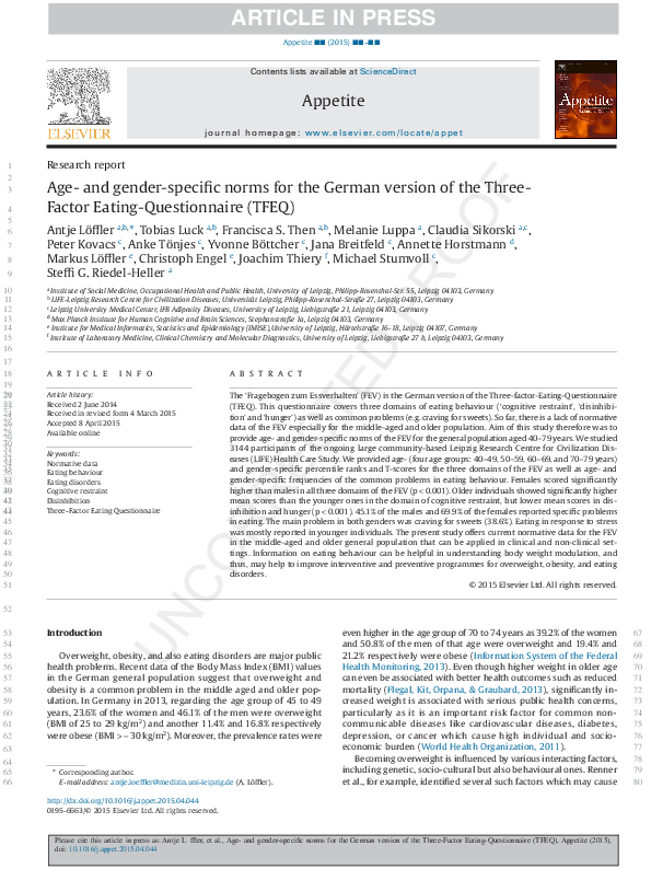 (PDF) Age- and gender-specific norms for the German version of the ...