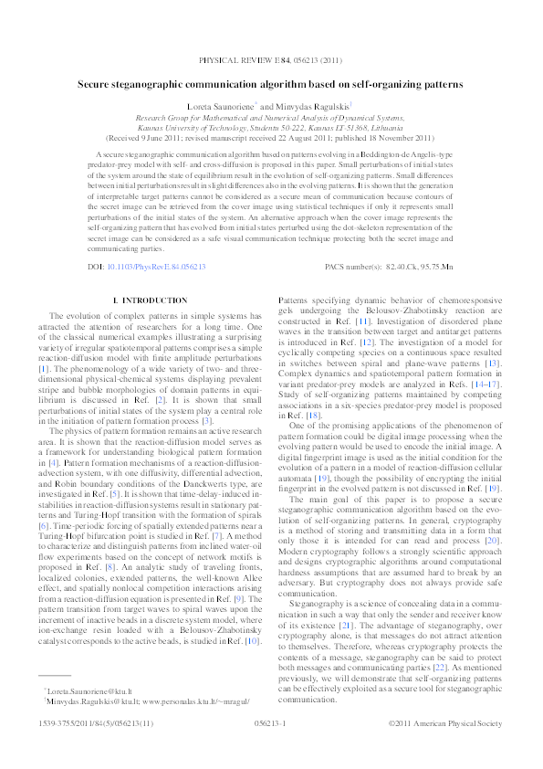 Pdf Secure Steganographic Communication Algorithm Based On Self