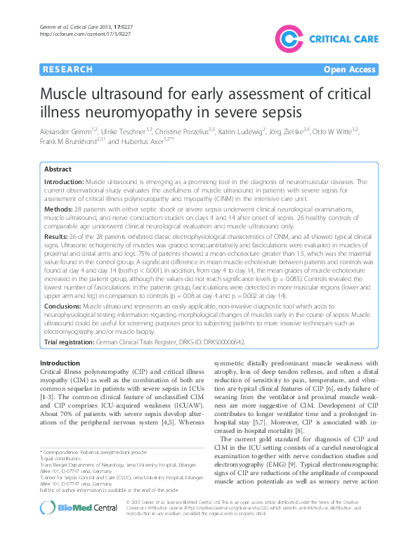 (PDF) Muscle ultrasound for early assessment of critical illness ...