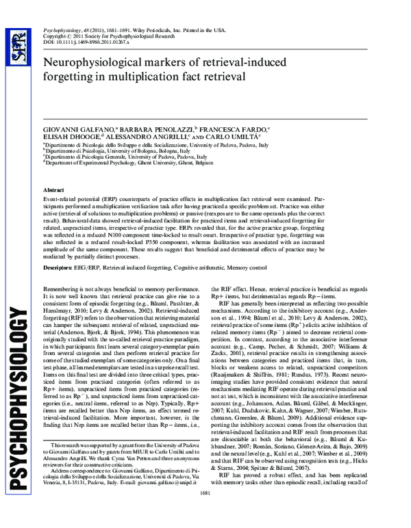 (PDF) Neurophysiological markers of retrieval-induced forgetting in ...