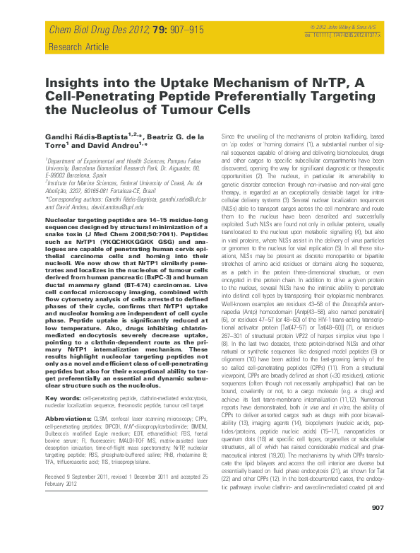 (PDF) Insights into the Uptake Mechanism of NrTP, A Cell-Penetrating ...