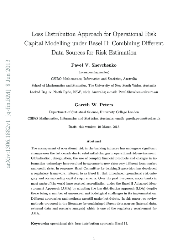 (PDF) Loss Distribution Approach for Operational Risk Capital Modelling ...