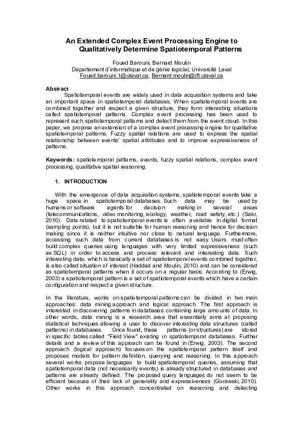 (PDF) An Extended Complex Event Processing Engine to Qualitatively Determine Spatiotemporal Patterns