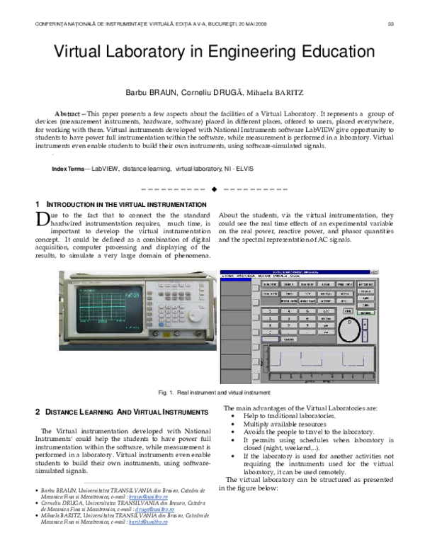 (PDF) Virtual Laboratory in Engineering Education