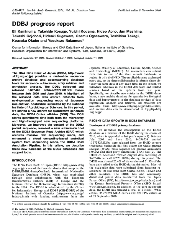 (PDF) DDBJ progress report
