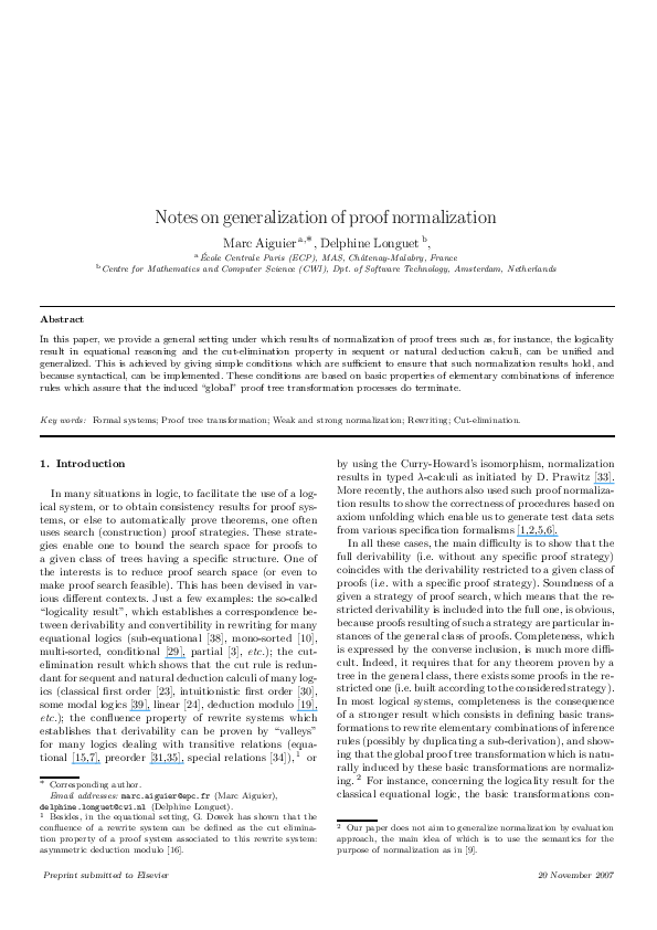 (PDF) Notes on generalization of proof normalization
