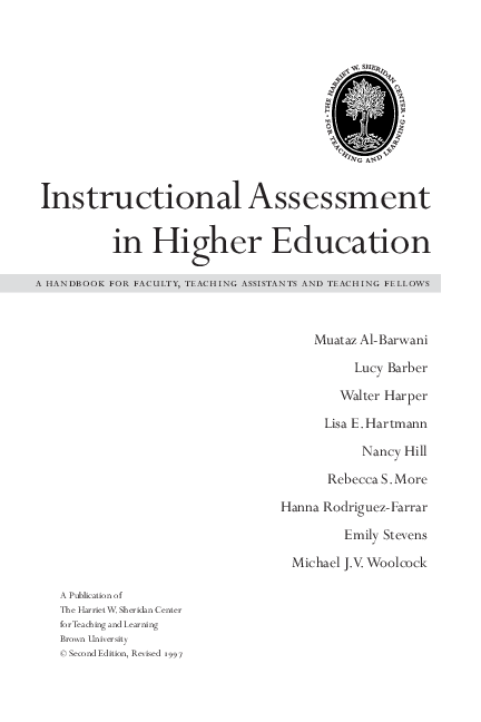 (PDF) Instructional Assessment In Higher Education