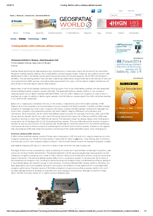 (PDF) Tracking BeiDou with a software-defined receiver