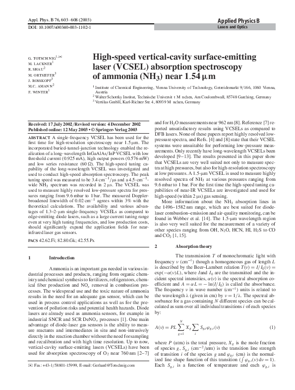 (PDF) High-speed vertical-cavity surface-emitting laser (VCSEL) absorption spectroscopy of ...