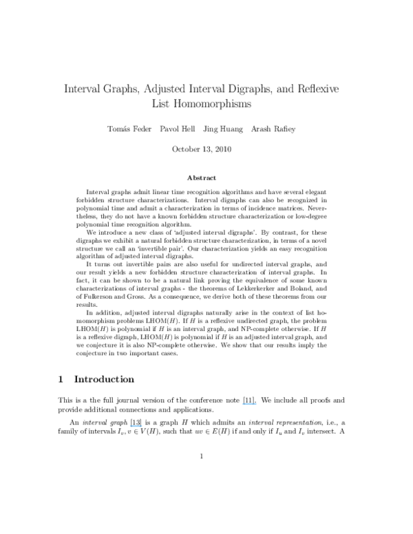 (PDF) Interval graphs, adjusted interval digraphs, and reflexive list ...