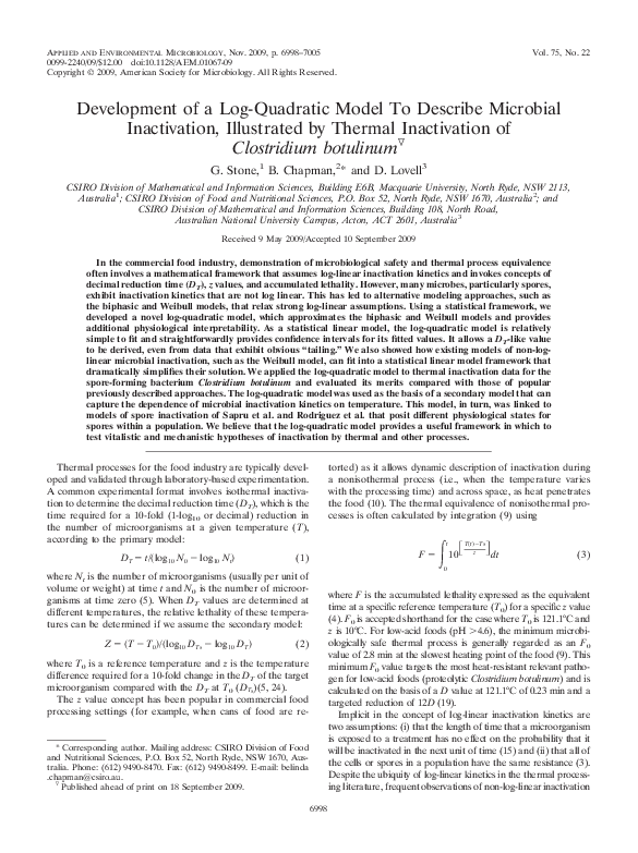 (PDF) Development of a Log-Quadratic Model To Describe Microbial ...