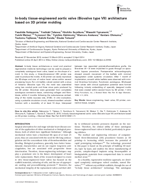 (PDF) In-body tissue-engineered aortic valve (Biovalve type VII ...