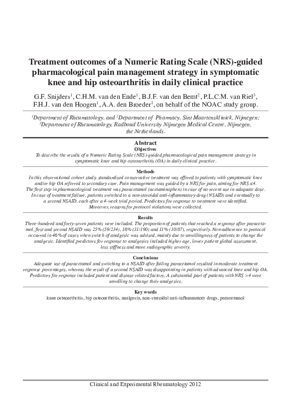 (PDF) Treatment outcomes of a Numeric Rating Scale (NRS)-guided ...
