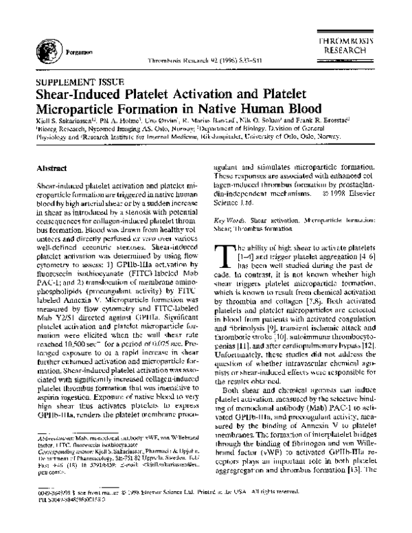 (PDF) Shear-induced platelet activation and platelet microparticle ...
