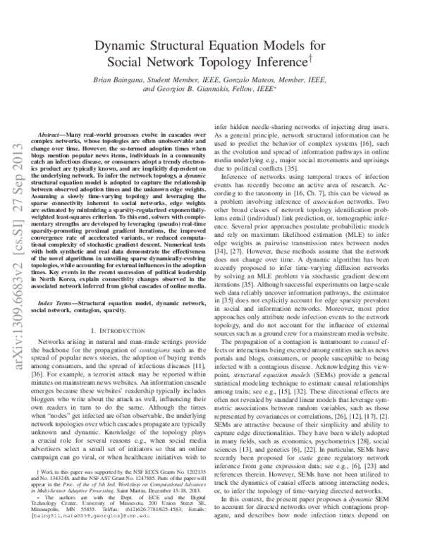 (PDF) Dynamic Structural Equation Models for Social Network Topology Inference