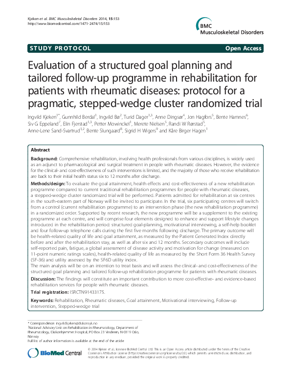 (PDF) Kjeken 2014 Evaluation of a structured goal planning