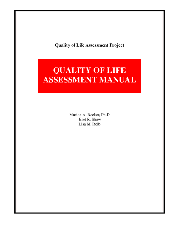 (PDF) Quality of life assessment manual