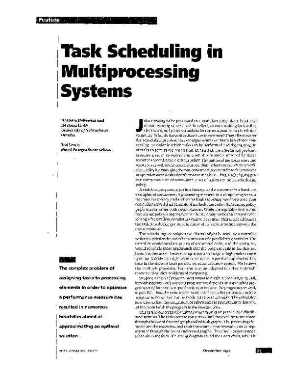 (PDF) Task scheduling in multiprocessing systems
