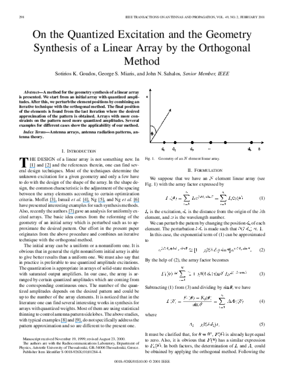 On The Quantized Excitation And The Geometry Synthesis Of A Linear Array By The Orthogonal Method