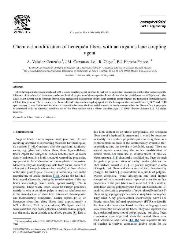 (PDF) Chemical modification of henequén fibers with an organosilane ...