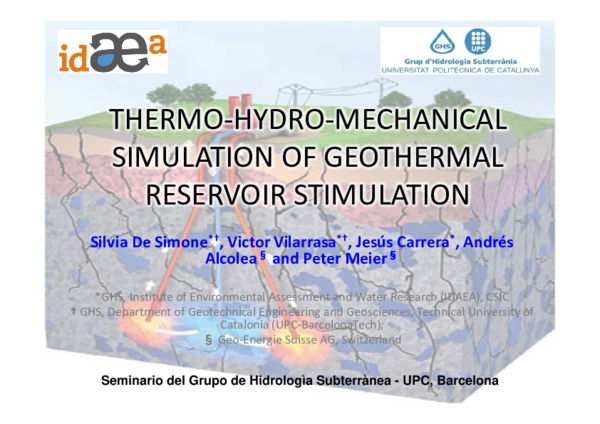 (PDF) THERMO-HYDRO-MECHANICAL SIMULATION OF GEOTHERMAL RESERVOIR STIMULATION RESERVOIR STIMULATION