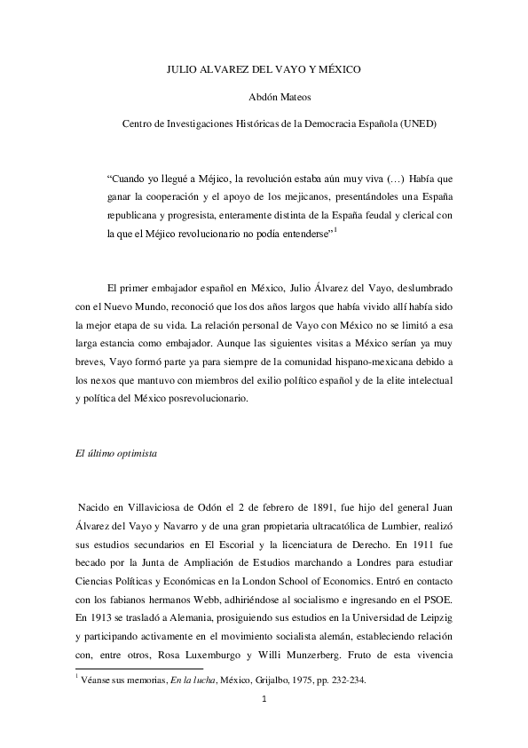(PDF) Julio Alvarez del Vayo y México
