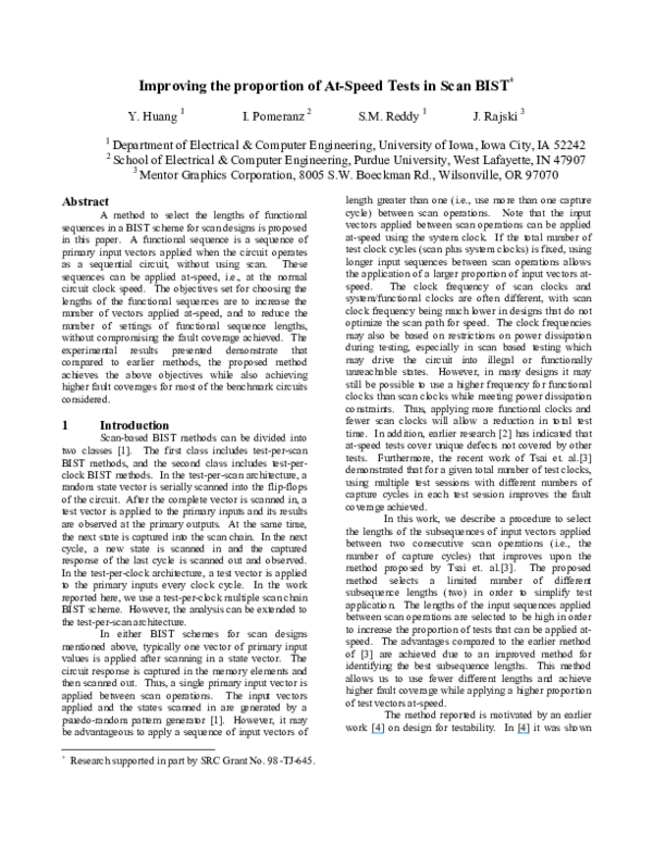 Pdf Improving The Proportion Of At Speed Tests In Scan Bist