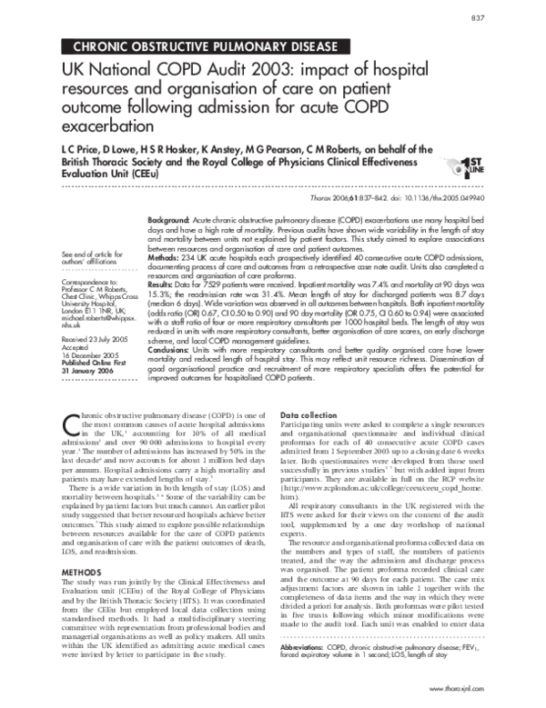 (PDF) UK National COPD Audit 2003: impact of hospital resources and ...