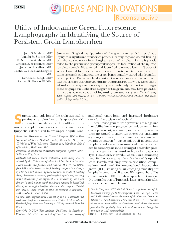 (PDF) Utility of Indocyanine Green Fluorescence Lymphography in ...