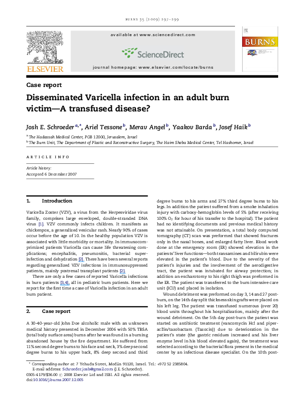 (PDF) Disseminated Varicella infection in an adult burn victim—A ...