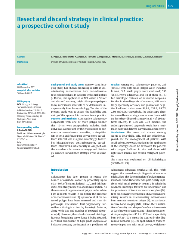 (PDF) Resect and discard strategy in clinical practice: a prospective ...