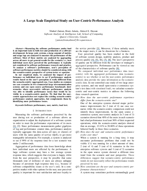 (PDF) A Large Scale Empirical Study on User-Centric Performance Analysis