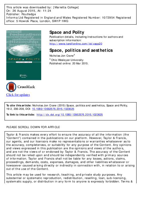 (PDF) Space, politics and aesthetics