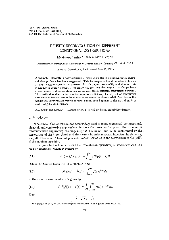 Pdf Density Deconvolution Of Different Conditional Distributions