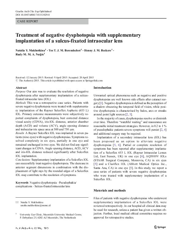 (PDF) Treatment of negative dysphotopsia with supplementary ...