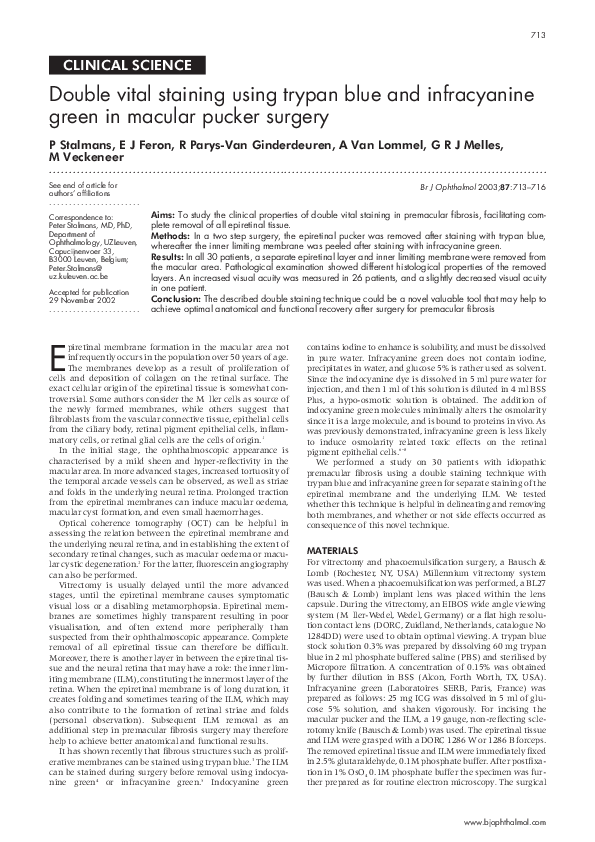 (PDF) Double vital staining using trypan blue and infracyanine green in ...