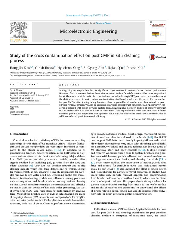 (PDF) Study of the cross contamination effect on post CMP in situ ...