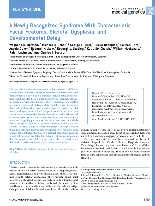 (PDF) Coronal and sagittal clefts in skeletal dysplasias | Ralph ...