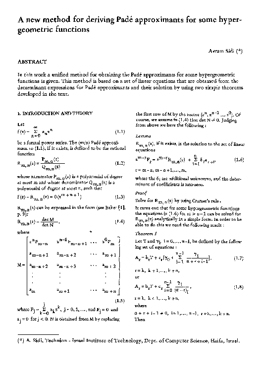 (PDF) A new method for deriving Padé approximants for some ...