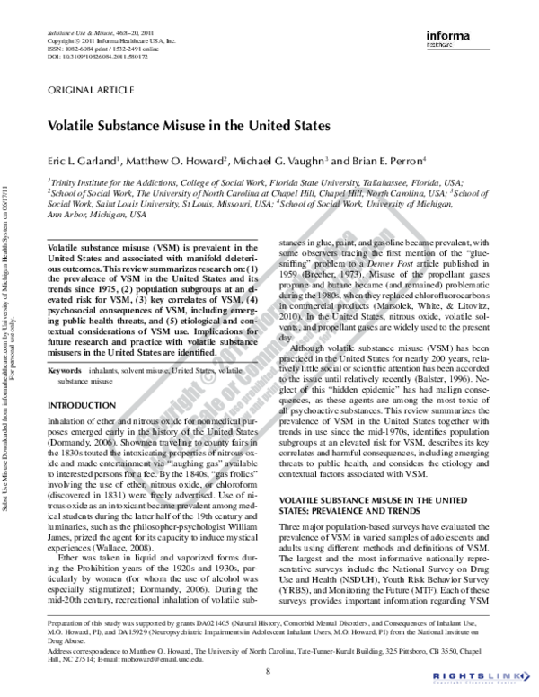(PDF) Volatile Substance Misuse in the United States