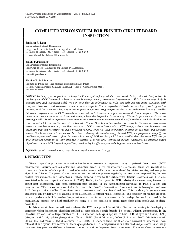 (PDF) COMPUTER VISION SYSTEM FOR PRINTED CIRCUIT BOARD INSPECTION