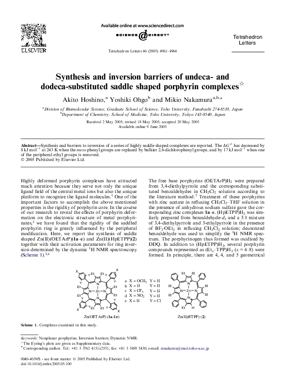 (PDF) Synthesis and inversion barriers of undeca- and dodeca ...