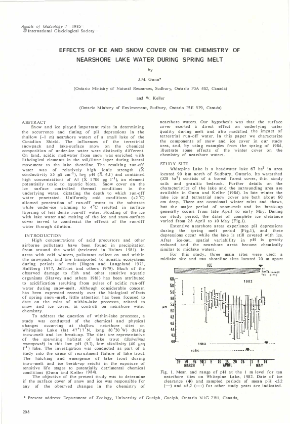 (PDF) Effects of ice and snow cover on the chemistry of nearshore lake ...