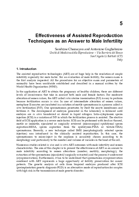 (PDF) Effectiveness of Assisted Reproduction Techniques as an Answer to Male Infertility