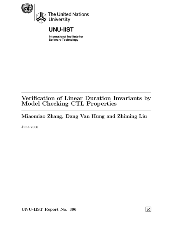 (PDF) Verification of Linear Duration Invariants by Model Checking CTL Properties