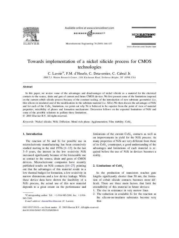 (PDF) Towards implementation of a nickel silicide process for CMOS ...