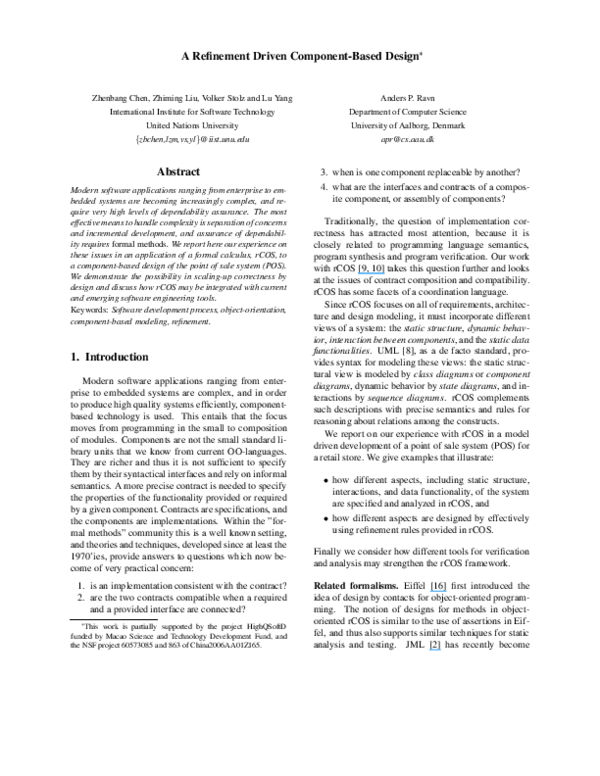 (PDF) A Refinement Driven Component-Based Design